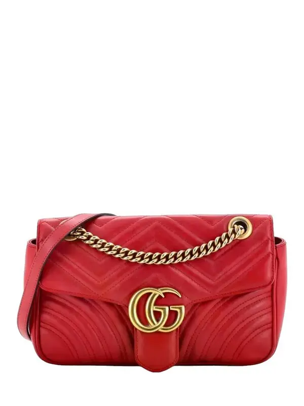 Gucci Gg Marmont Flap Matelassé Leather Small Crossbody Bag - Red