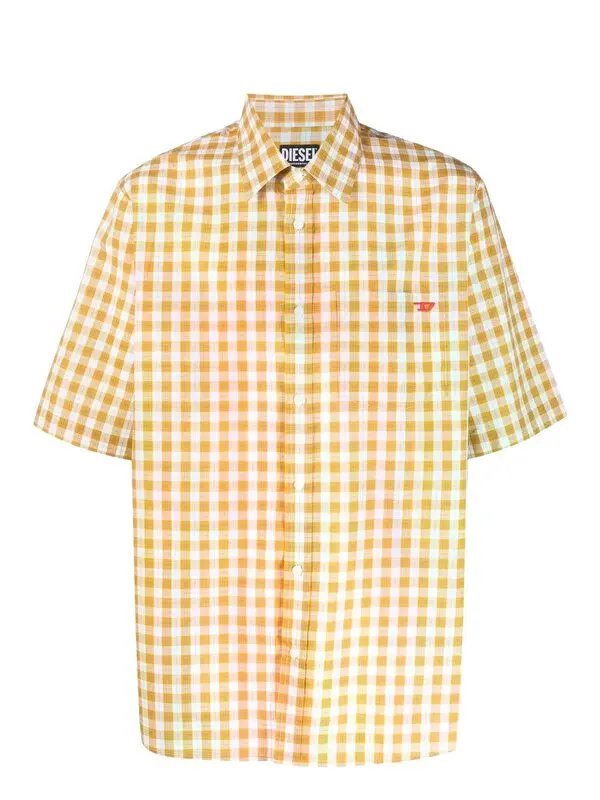 DIESEL® Gingham-print Short-sleeve Shirt - White