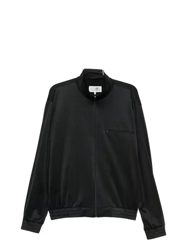 MAISON MARGIELA Logo-embroidered Zip-up Sweatshirt - Black