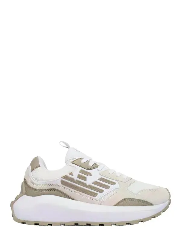 EA7 Suede Panelled Lace-up Sneakers - White
