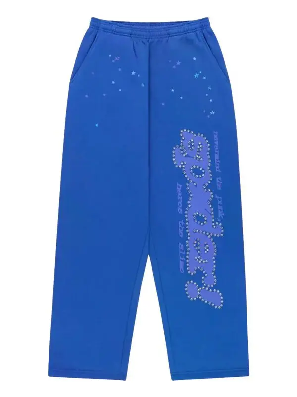 SP5DER Punk V2 Rhinestone Track Pants - Blue