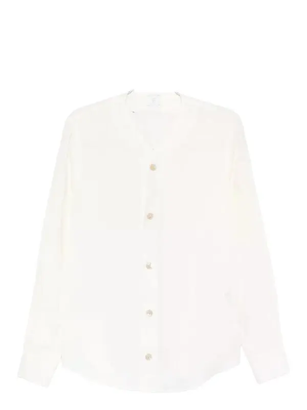 Eleventy V-neck Buttoned Shirt - Neutrals