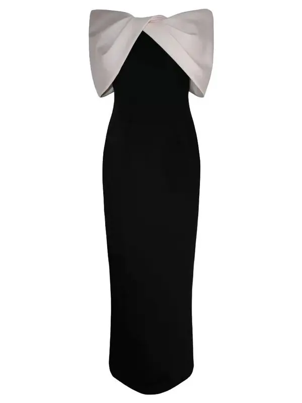 Pamella Roland Mikado Neckline Maxi Dress - Black