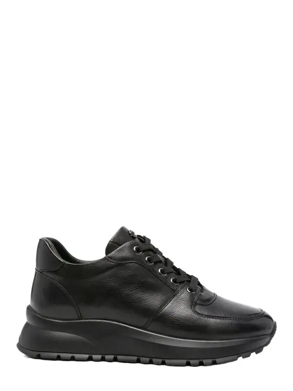 ADRIANNA FERETTI Grained Leather Lace-up Sneakers - Black