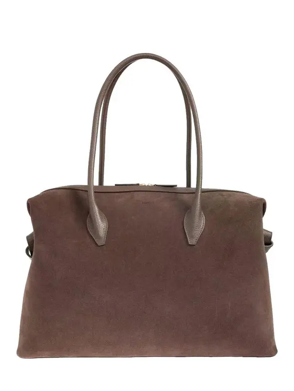 Yuzefi Large Brioche Duffle Bag In Suede And Leather - Brown