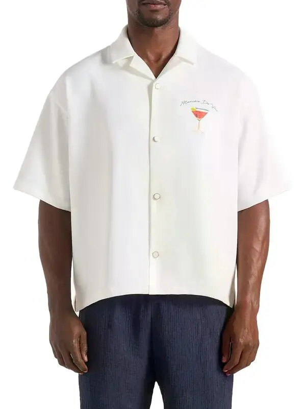 Manière De Voir St. Barts Baroque-print Revere-collar Shirt - White