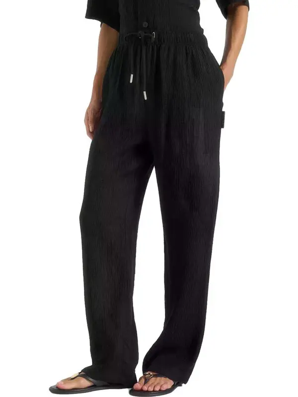 Manière De Voir Maniere De Voir Addison Textured Relaxed-fit Trousers - Black