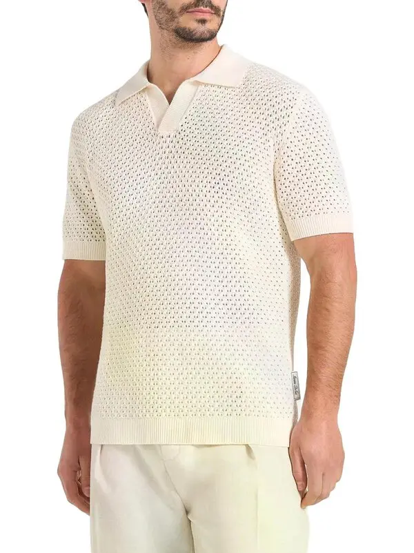 Manière De Voir Conrad Pointelle-knit Polo T-shirt - Neutrals