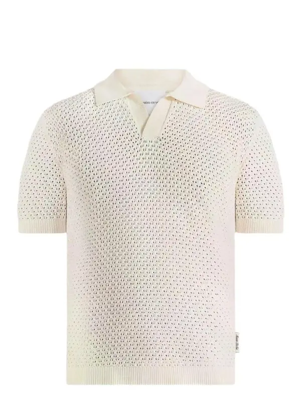 Manière De Voir Conrad Open -knit Polo Shirt Cream - Neutrals