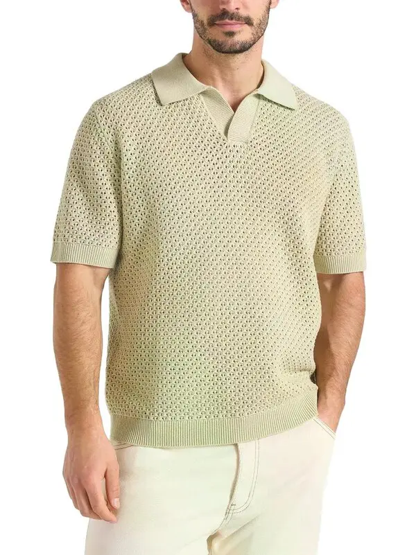 Manière De Voir Conrad Pointelle-knit Polo T-shirt - Green