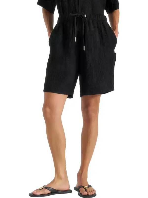 Manière De Voir Textured Drawstring Shorts - Black