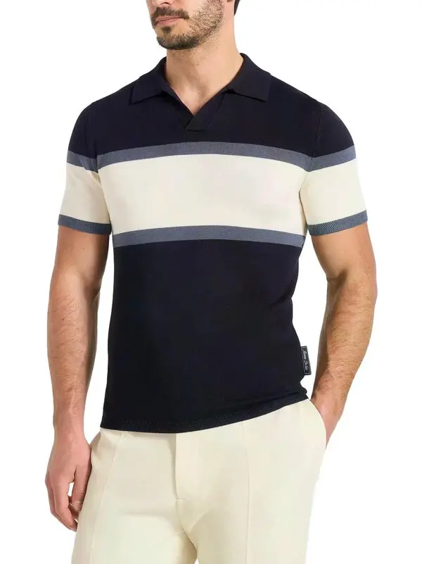 Manière De Voir Enzo Colour-block V-neck Polo T-shirt - Blue