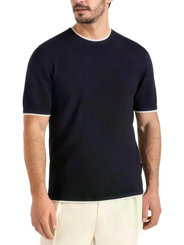 Manière De Voir Wyatt Contrast-trim T-shirt - Blue