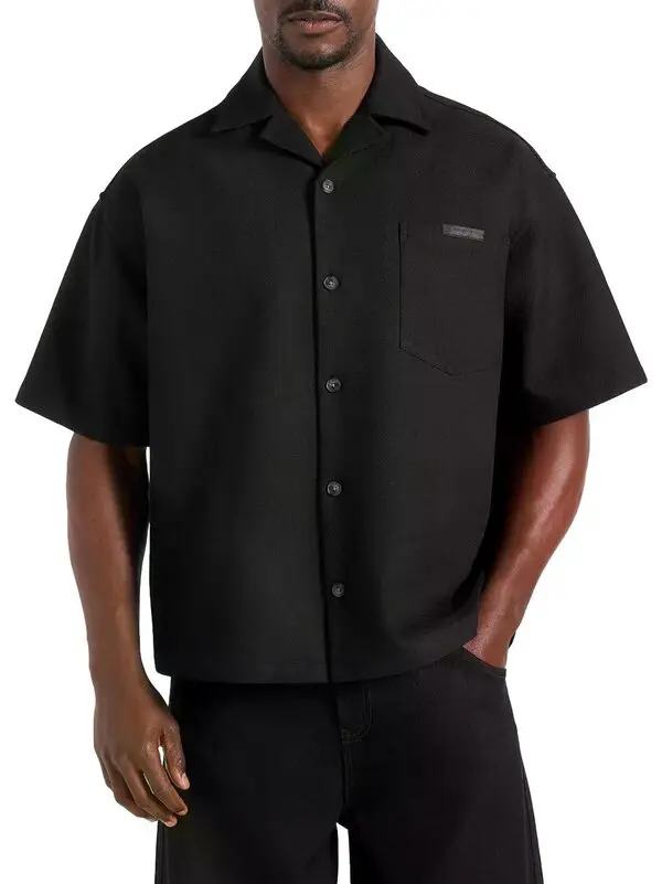 Manière De Voir Brook Twill Boxy Shirt - Black