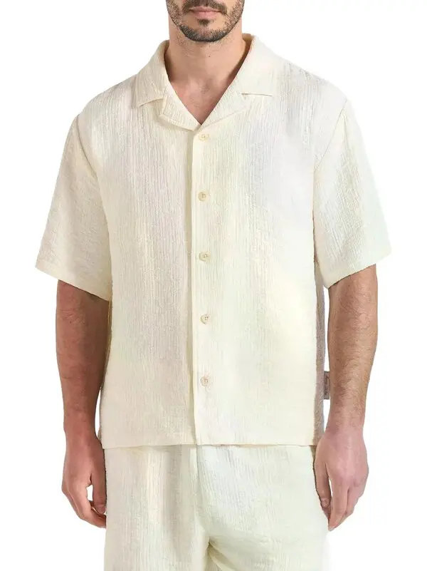 Manière De Voir Harley Textured Revere-collar Shirt - Neutrals