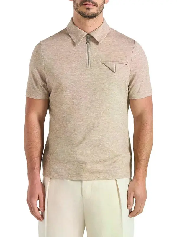 Manière De Voir Cassian Marl-zip Polo Shirt - Neutrals