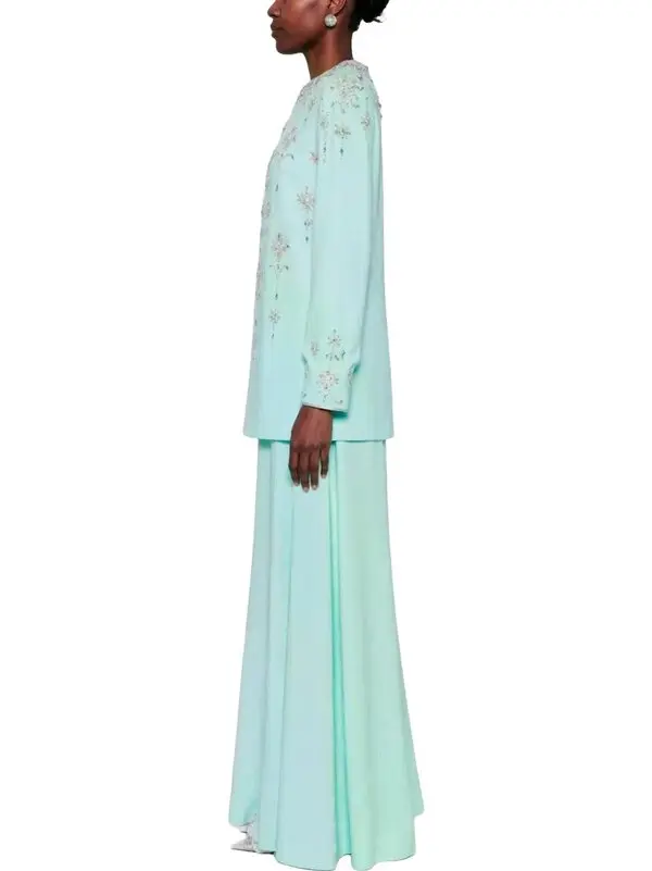 DINA MELWANI Crystal-embellished Long-sleeve Maxi Dress - Blue