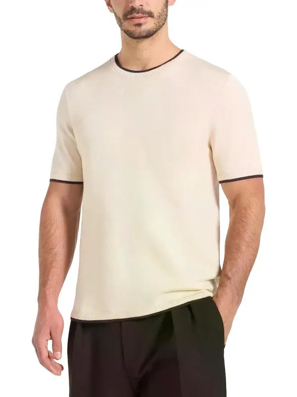 Manière De Voir Wyatt Contrast-trim Knit T-shirt - Neutrals
