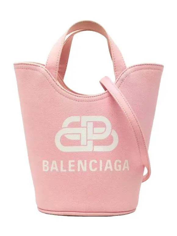 Balenciaga Canvas Wave Bucket Bag Satchel - Pink