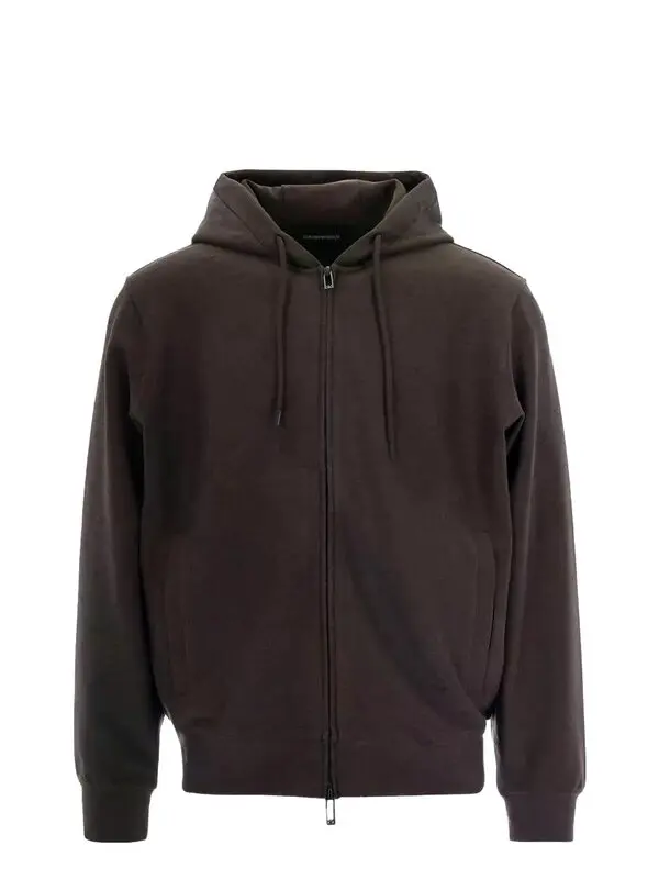 Emporio Armani Eagle Jacquard Zip Hoodie - Brown