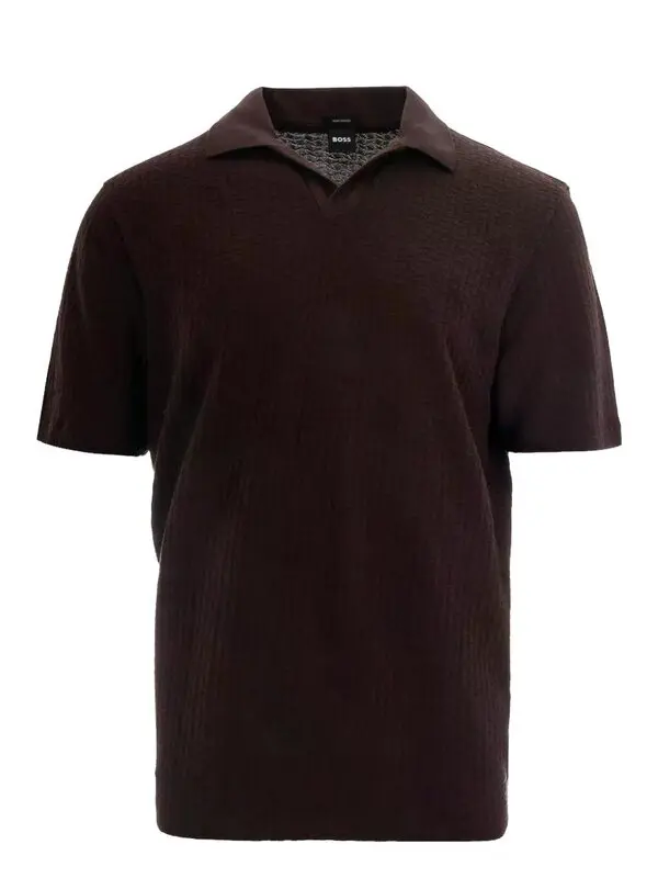 BOSS Johnny Textured-knit Polo Shirt - Brown