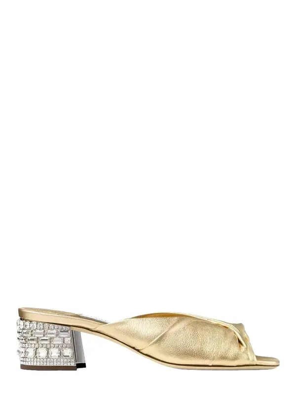 JIMMY CHOO Mala Crystal-embellished Metallic Sandals - Gold