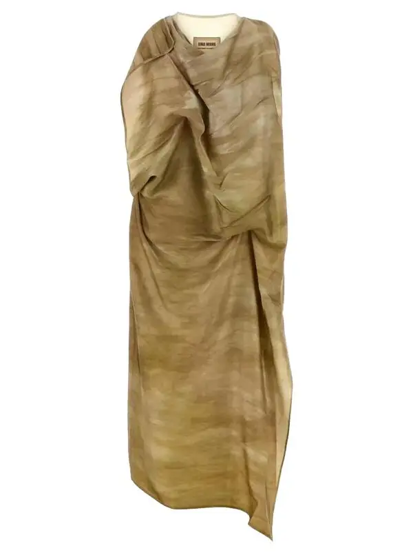 UMA WANG Draped Printed Dress - Brown