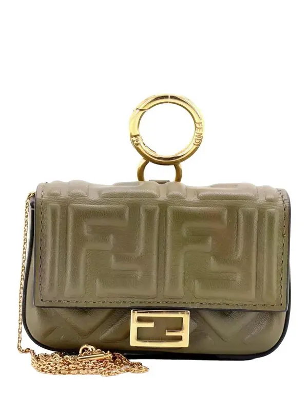 Fendi Zucca Embossed Leather Nano Crossbody Bag - Green