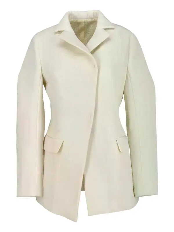 Vintage Textured Notched-lapel Blazer - White