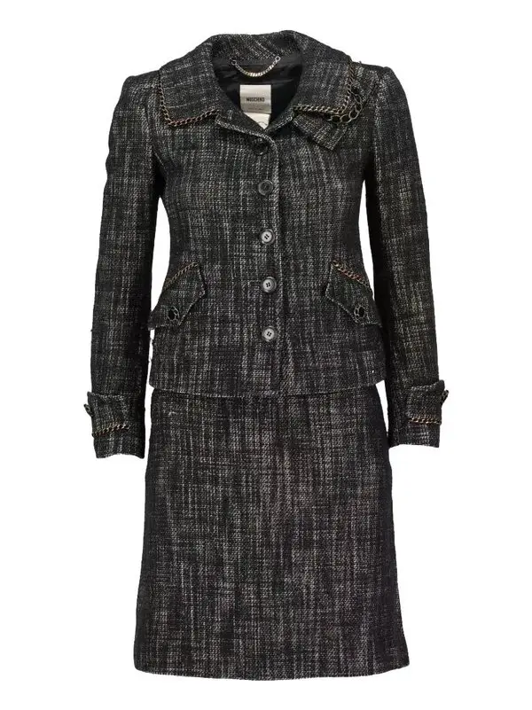 Moschino Chain-trim Tweed Skirt Suit - Black
