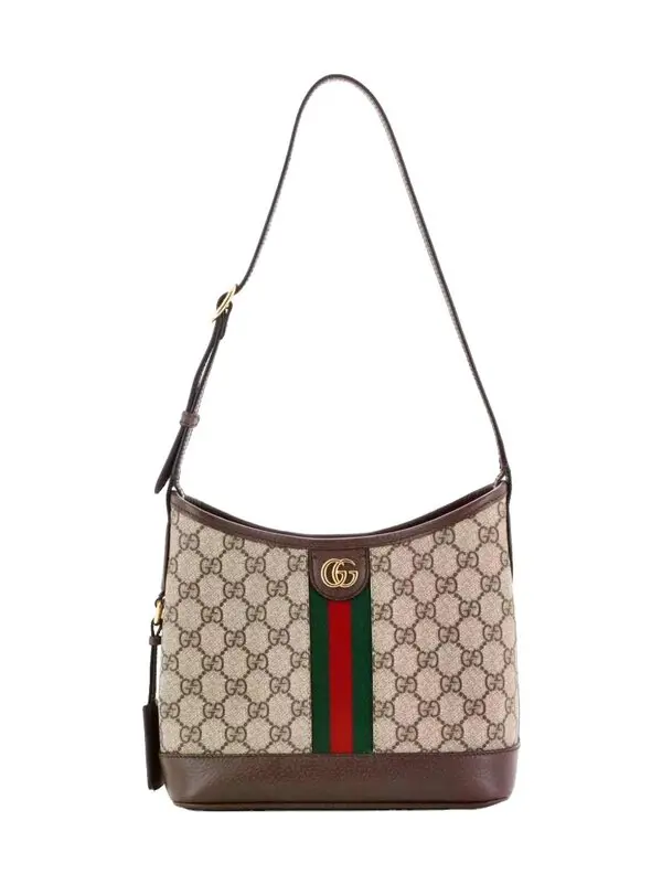 Gucci Ophidia Open Bucket Bag Gg Coated Canvas With Leather Small Shoulder Bag - Brown