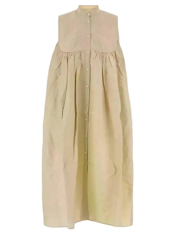 UMA WANG Sleeveless Midi Dress With Gathered Yoke - Neutrals