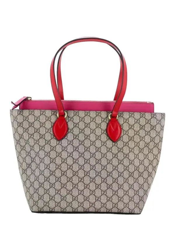 Gucci Gg Coated Canvas And Leather Medium Tote Bag - Brown