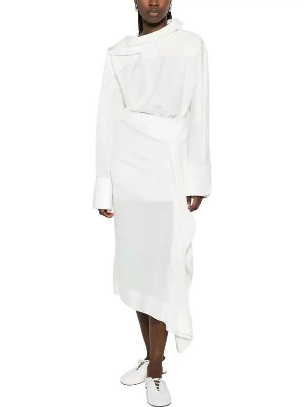 Carven Asymmetric Draped Midi Skirt - White