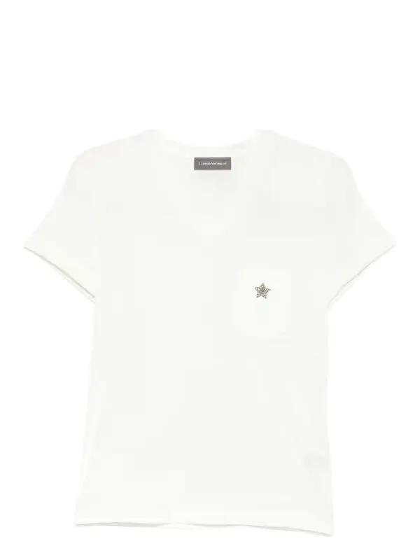 Lorena Antoniazzi V-neck T-shirt With Star Embellishment - White