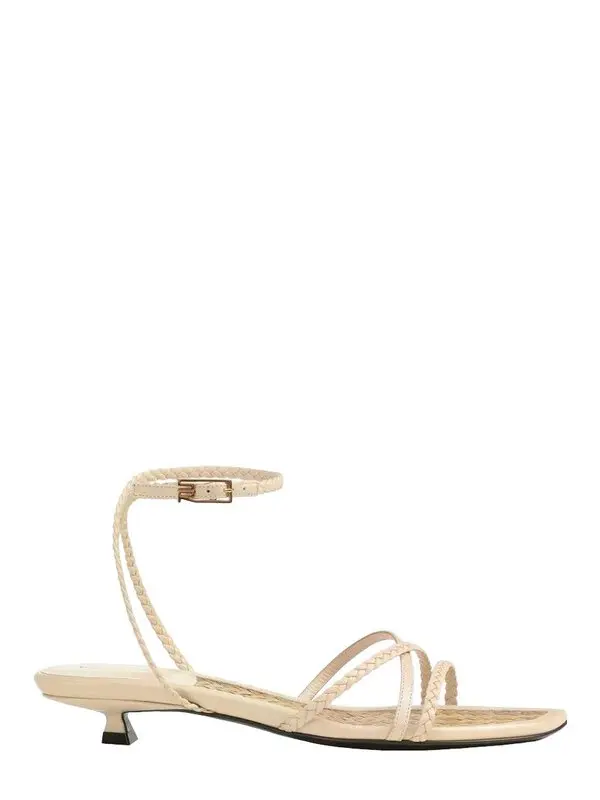 SERGIO ROSSI Braided Ankle Strap Sandals - Neutrals