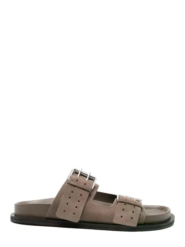 A.emery Buckle-fastening Perforated Suede Sandals - Brown