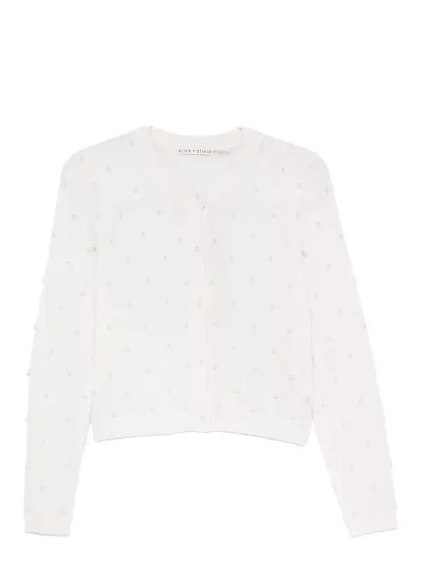 Alice + Olivia Faux Pearl Embellished Cardigan - White