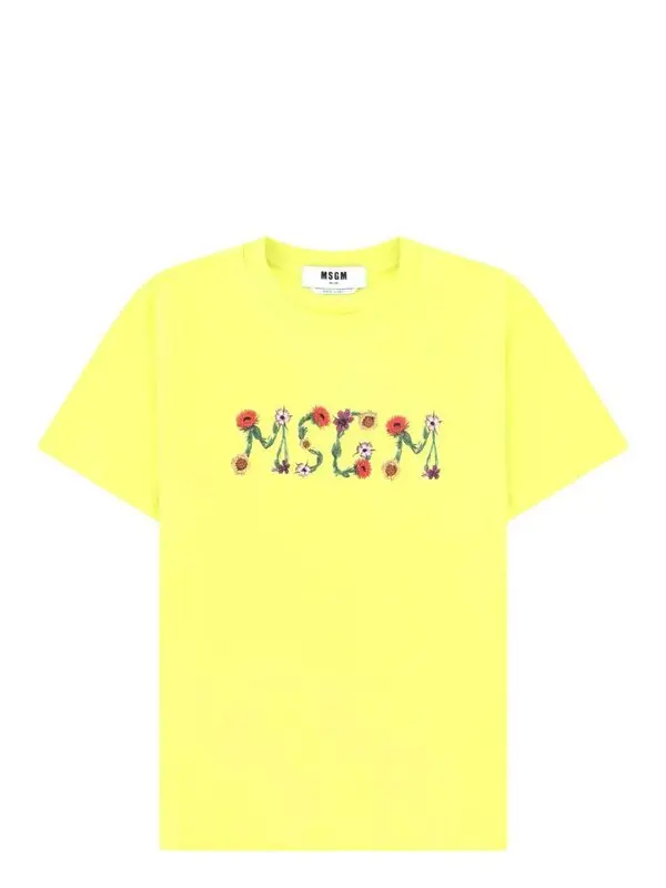 MSGM Floral Logo T-shirt - Yellow