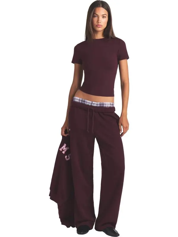 SKIMS Cotton Fleece Classic Straight Leg Pants - Currant