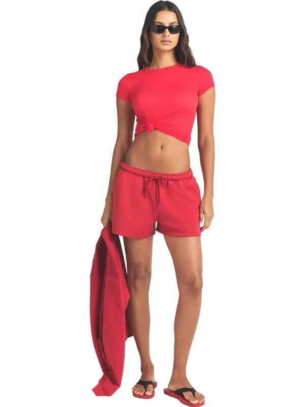 SKIMS Cotton Fleece Classic Short - Washed Red