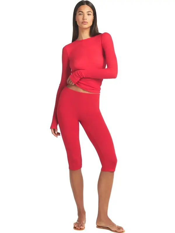 SKIMS Sheer Rib Long Sleeve Top - Carmine