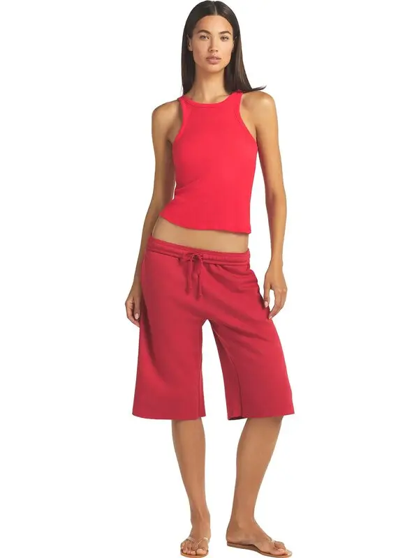 SKIMS Cotton Fleece Long Short - Washed Red