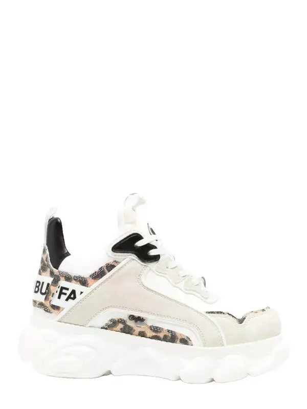 BUFFALO Cld Chai Leopard-print Panelled Sneakers - White