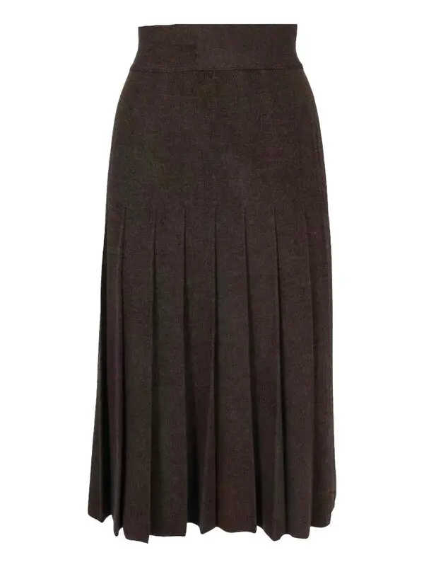 JEAN PAUL GAULTIER Pleated Knitted Midi Skirt - Brown