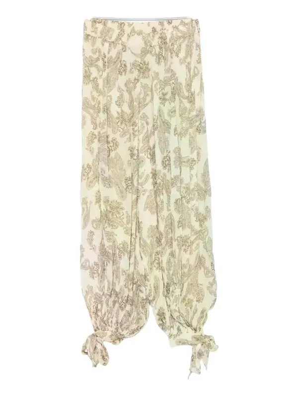 Hemant & Nandita Dani Paisley-print Tie-cuff Trousers - Neutrals