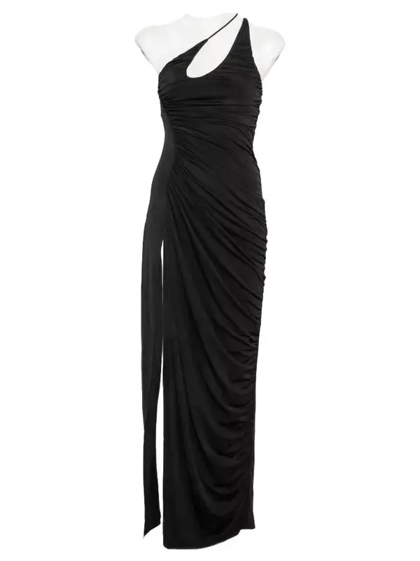TWENTY FOURHAITCH Arutas Ruched Side-slit Maxi Dress - Black