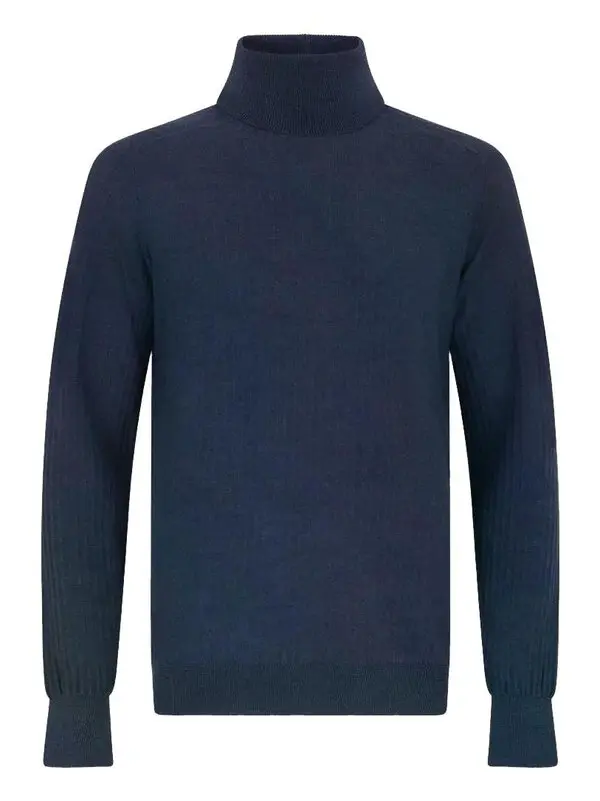 ROBERTO COLLINA Ribbed Knit Roll Neck Sweater - Blue