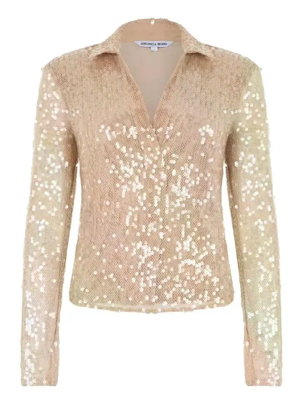 Veronica Beard Meryl Sequin Blouse - Neutrals