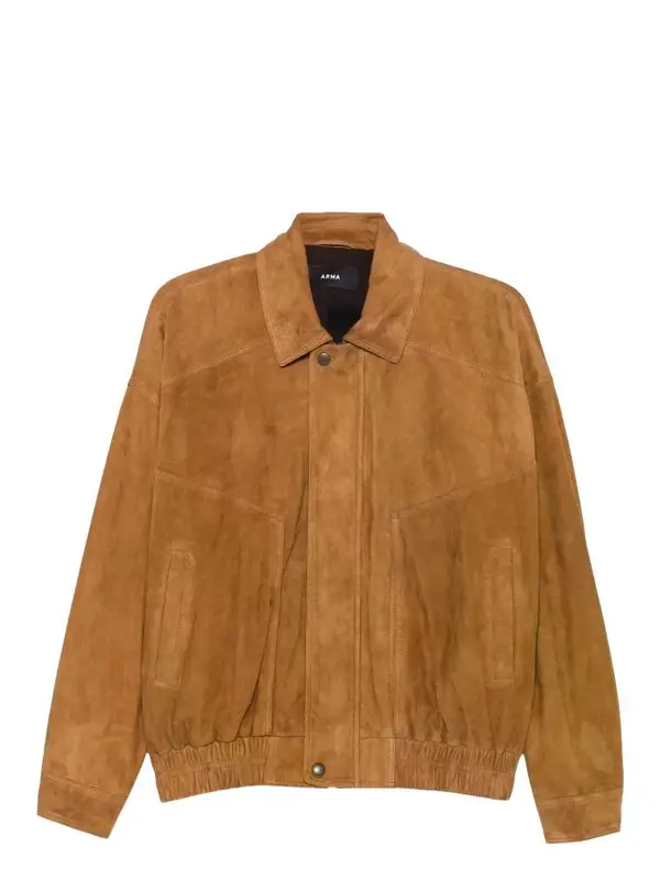 ARMA Frederica Suede Bomber Jacket - Brown